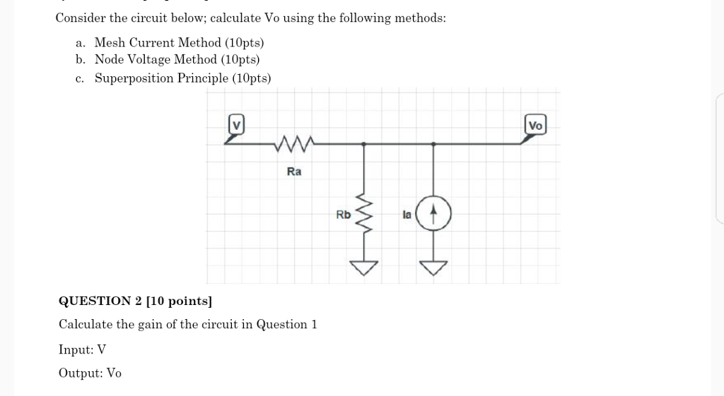 Solved Consider the circuit below; calculate Vo using the | Chegg.com