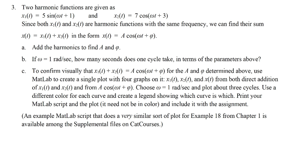 Solved . Two harmonic functions are given as X1(1)=5 | Chegg.com