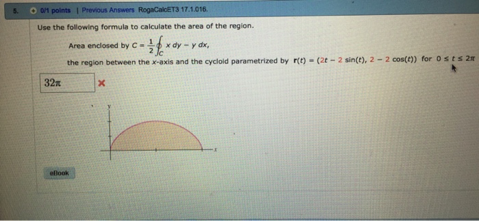 Solved Use the following formula to calculate the area of | Chegg.com