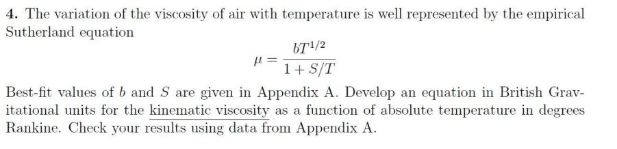 Solved 4. The variation of the viscosity of air with | Chegg.com