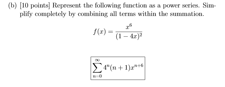 Solved Represent the following function as a power series. | Chegg.com
