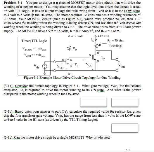 Solved You are to design a n-channel MOSFET motor drive | Chegg.com