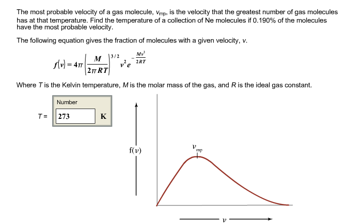 Solved The most probable velocity of a gas molecule, Vmp, is | Chegg.com