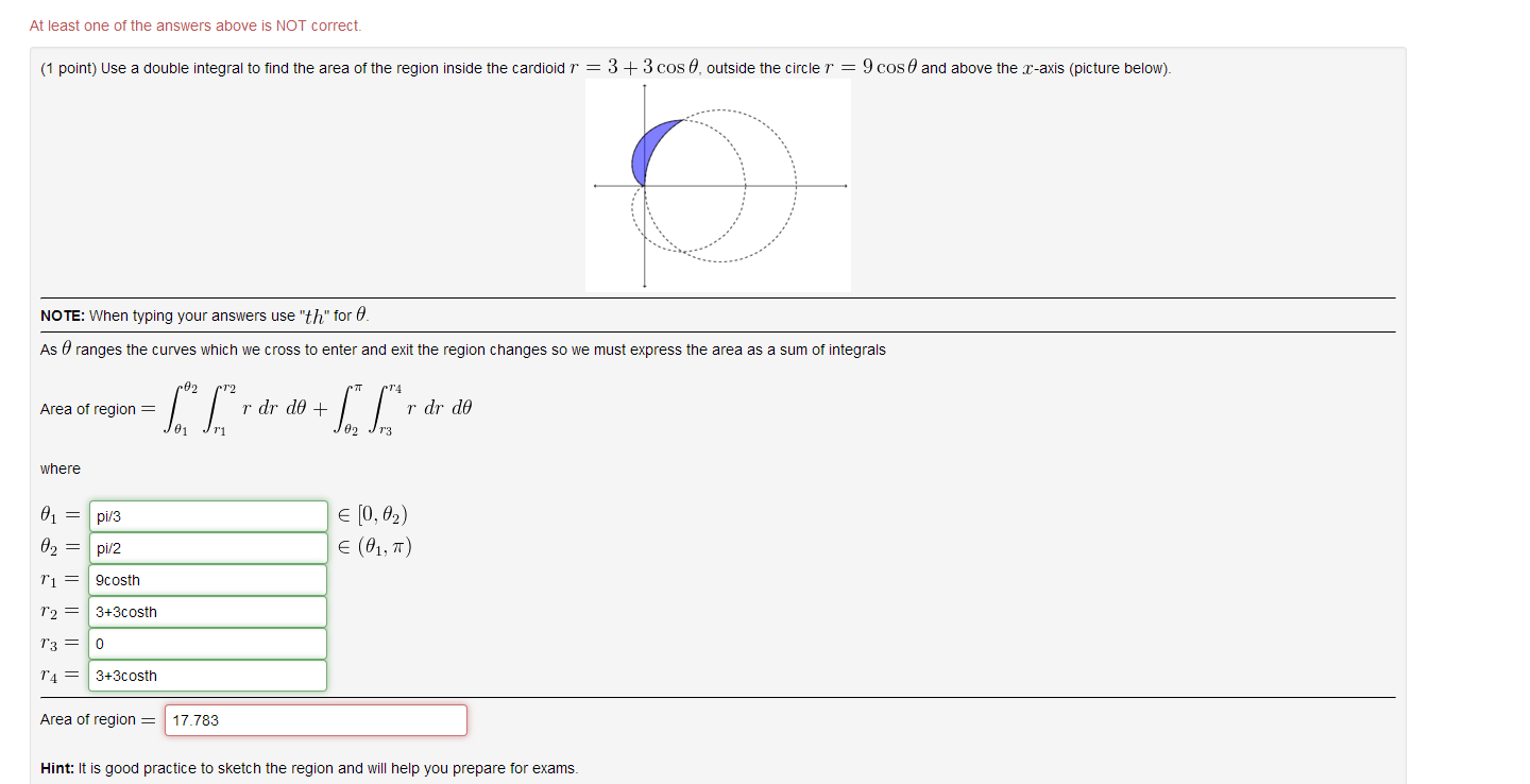 Solved Use a double integral to find the area of the region | Chegg.com