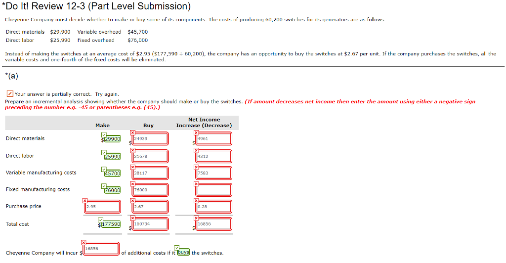 Solved *Do It! Review 12-3 (Part Level Submission) Cheyenne | Chegg.com