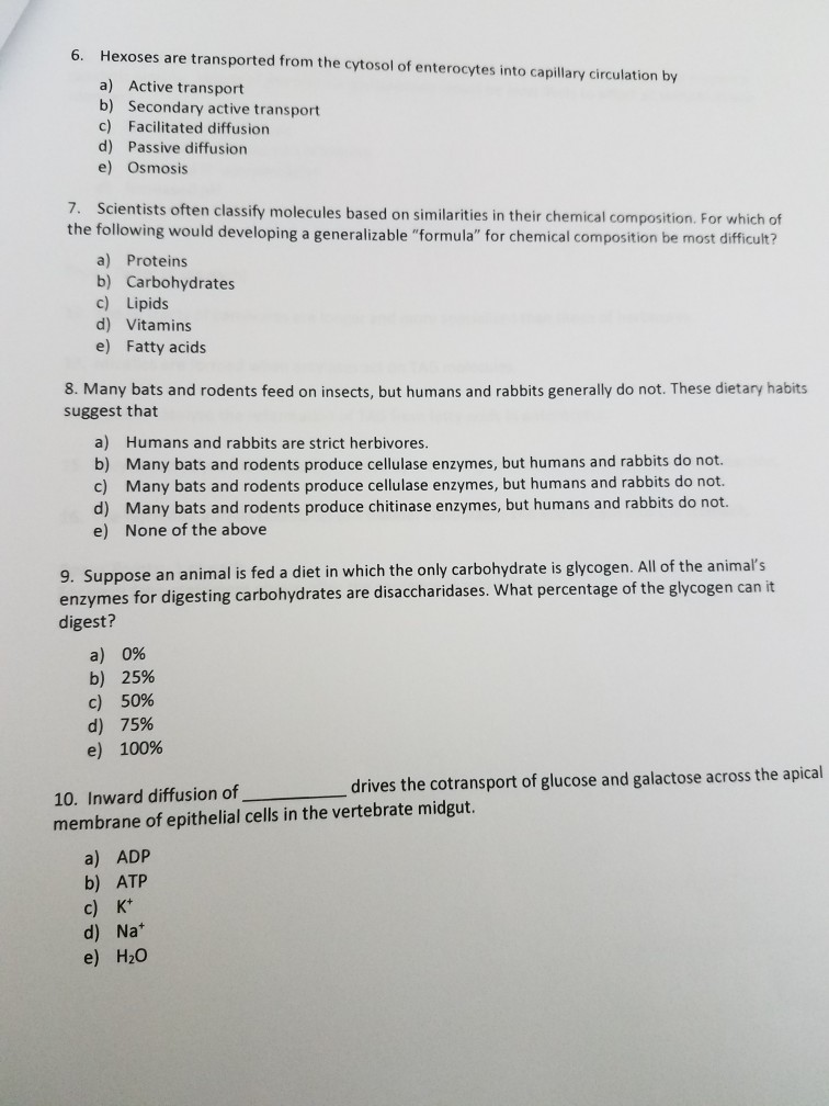 Solved 6. Hexoses are transported from the cytosol of | Chegg.com