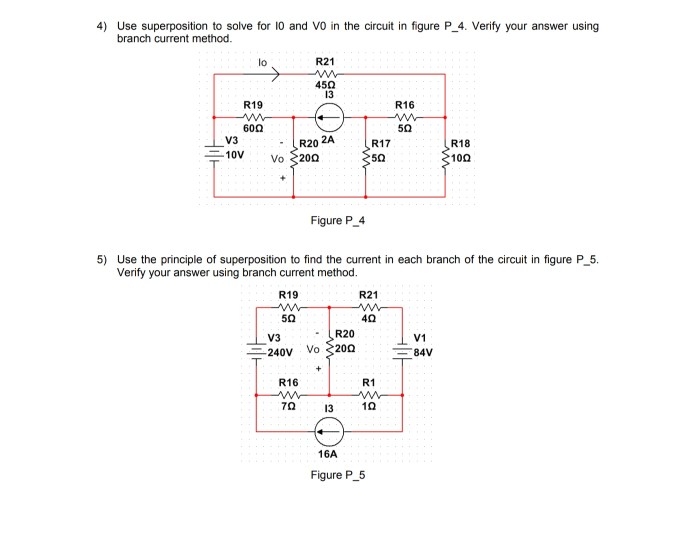 Solved 4) Use superposition to solve for 10 and VO in the | Chegg.com