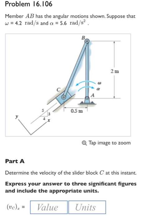 Solved Member AB has the angular motions shown. Suppose that | Chegg.com