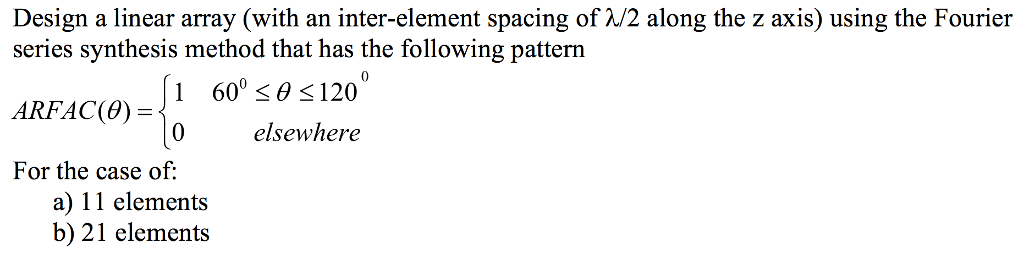 Design a linear array (with an inter-element spacing | Chegg.com