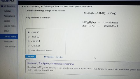 Solved Assignments Study Alea Calculating an Enthalpy of | Chegg.com