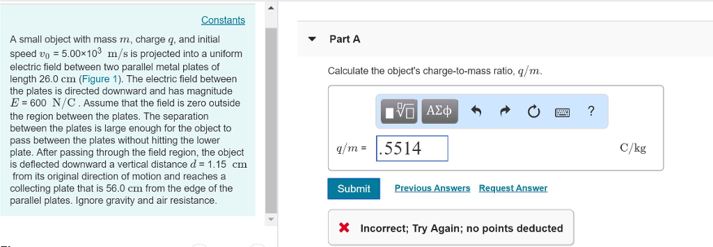 Solved Constants A small object with mass m, charge q, and | Chegg.com