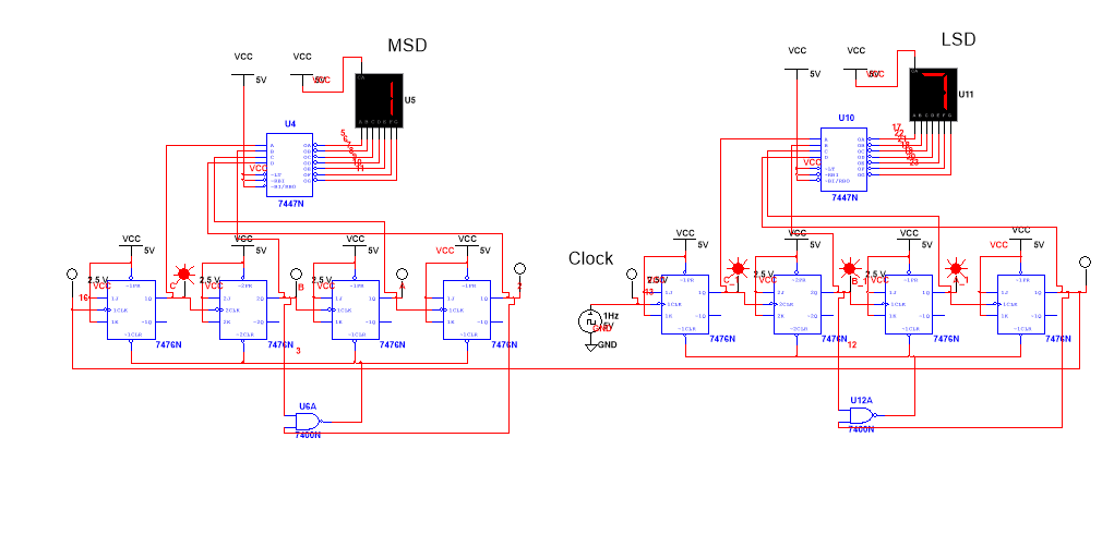 Solved How do I modify this MOD-100 BCD Ripple Counter to | Chegg.com