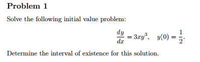 Solved Problem 1 Solve the following initial value problem: | Chegg.com
