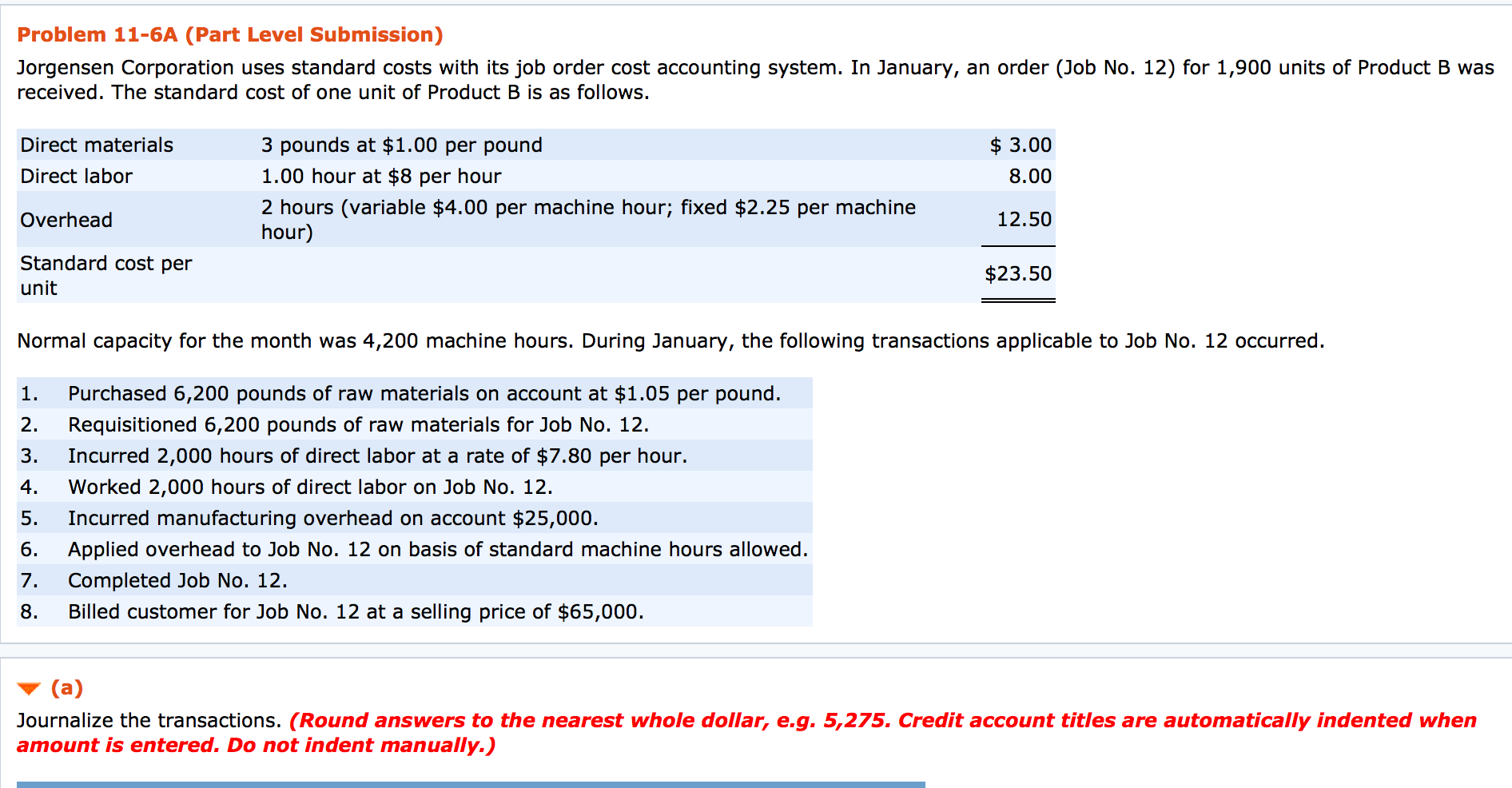 Jorgensen Corporation uses standard costs with its | Chegg.com