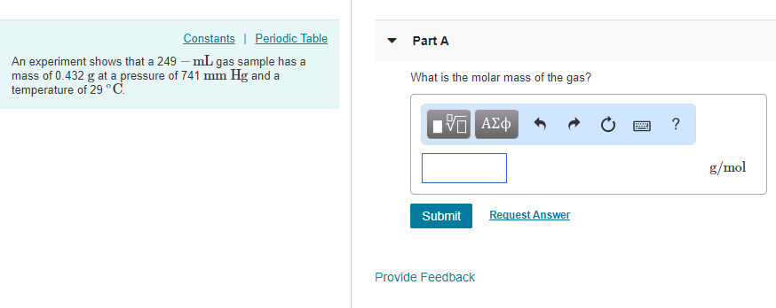 Solved Constants1 Periodic Table Part A An experiment shows | Chegg.com