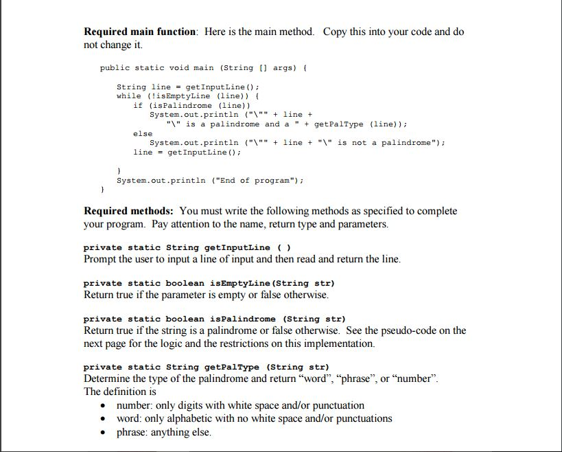 Solved Palindrome checker in java. I tried my best to put it | Chegg.com