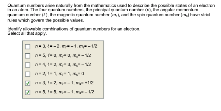 Solved Quantum numbers arise naturally from the mathematics | Chegg.com
