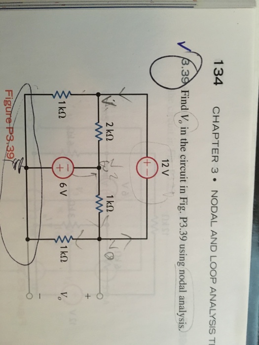 Solved 134 CHAPTER 3. NODAL AND LOOP ANALYSIS T 39 Find V, | Chegg.com