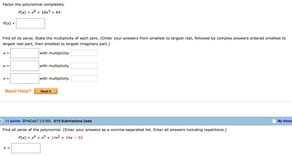 Solved Factor The Polynomial Completely P x X 6 16x 3 Chegg