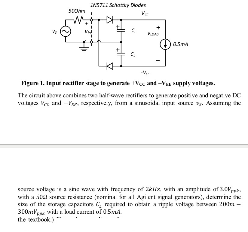 Solved Figure 1. Input rectifier stage to generate +Vcc | Chegg.com