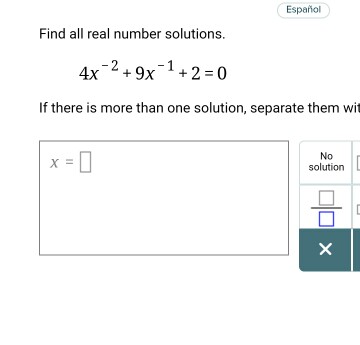 Solved Espanol Find all real number solutions. 9x If there | Chegg.com