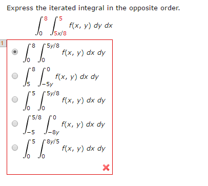 Solved Express the iterated integral in the opposite order. | Chegg.com
