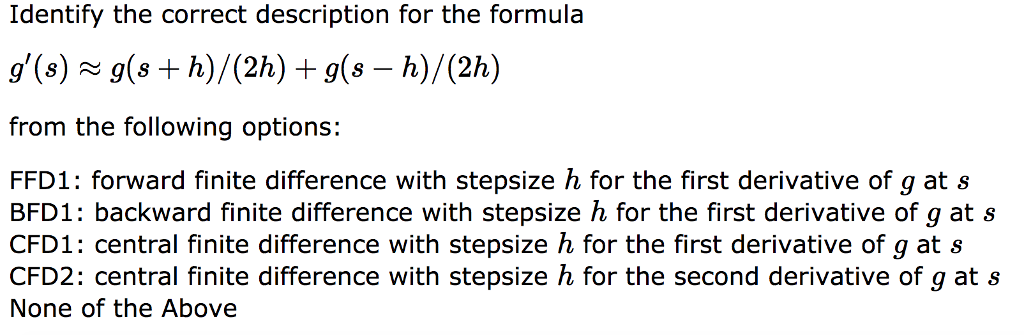 Solved Identify the correct description for the formula | Chegg.com