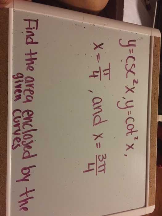 Solved y = csc^2x, y = cot^2x, x = pi/4, and x = 3pi/4 Find | Chegg.com