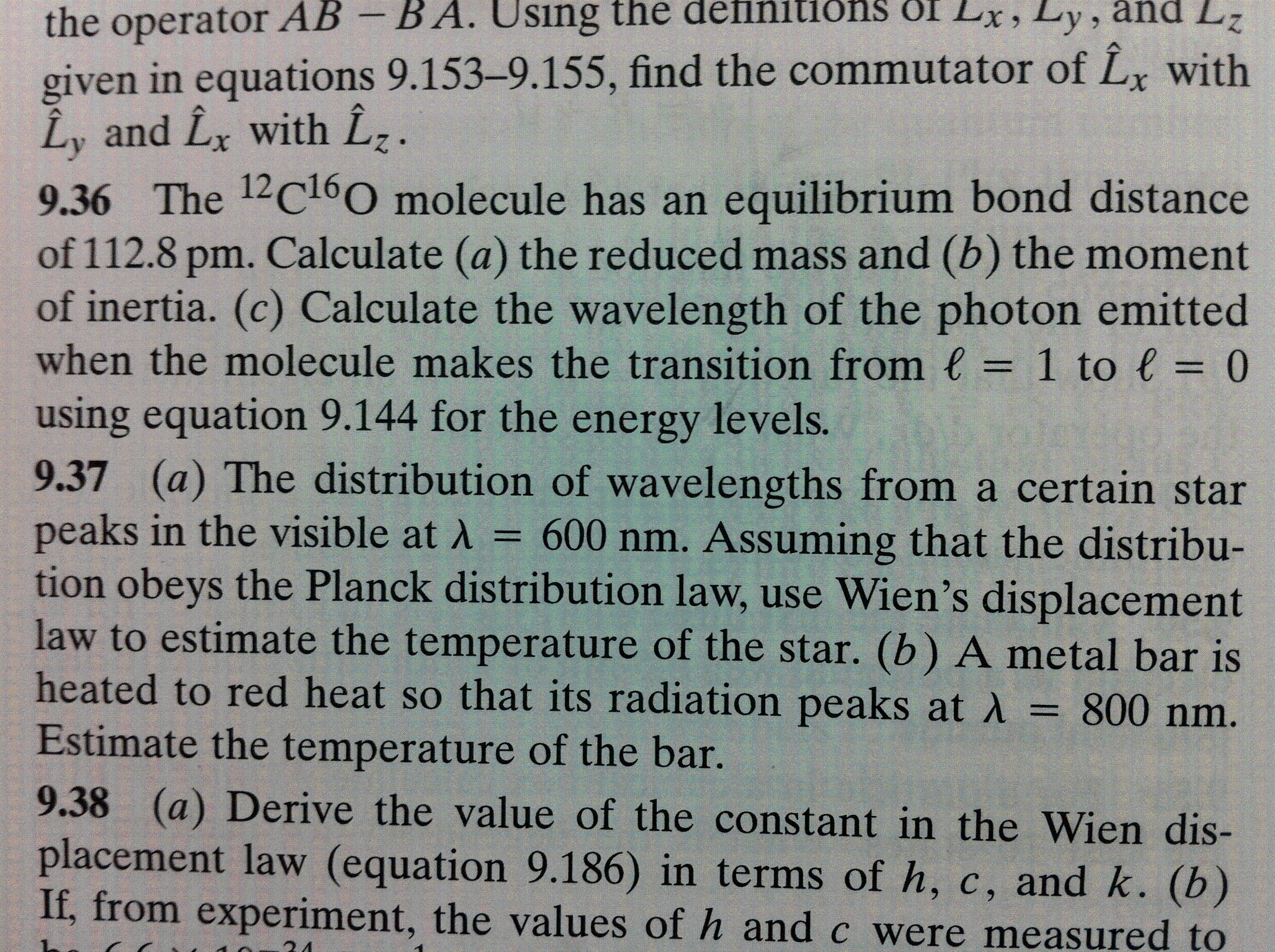 Solved The 12C160 molecule has an equilibrium bond distance | Chegg.com