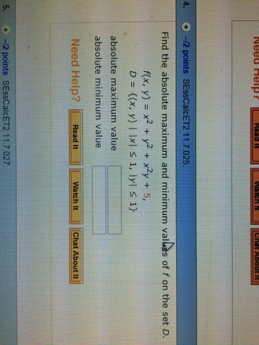 Solved Find The Absolute Maximum And Minimum Values Of F On