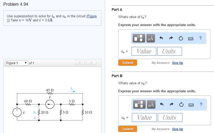 Solved Use superposition to solve for io and vo in the | Chegg.com Solved Use superposition to solve for io and vo in the | Chegg.com