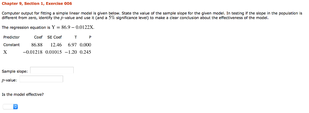 Solved Chapter 9, Section 1, Exercise 006 Computer output | Chegg.com