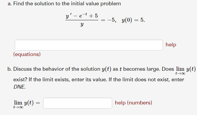 Solved Find the solution to the initial value problem y' - | Chegg.com