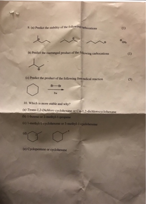 Solved Predict the stability of the following carbocations | Chegg.com