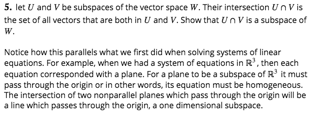 Solved Let U and V be subspaces of the vector space W. Their | Chegg.com