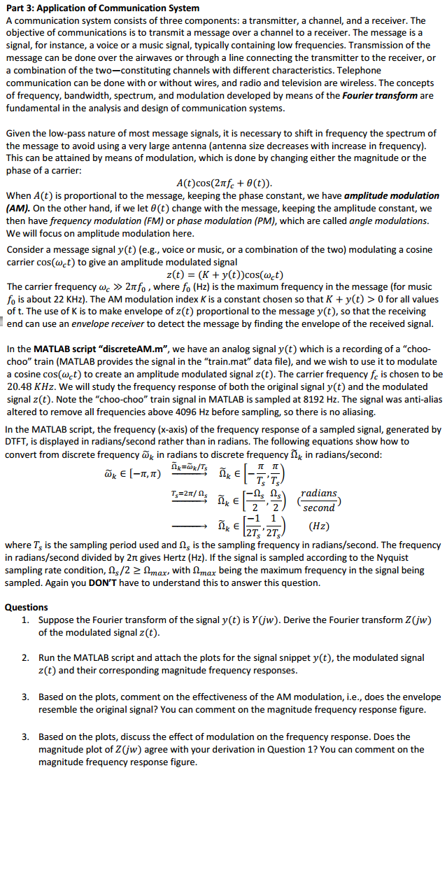 Solved Part 3: Application of Communication System A | Chegg.com