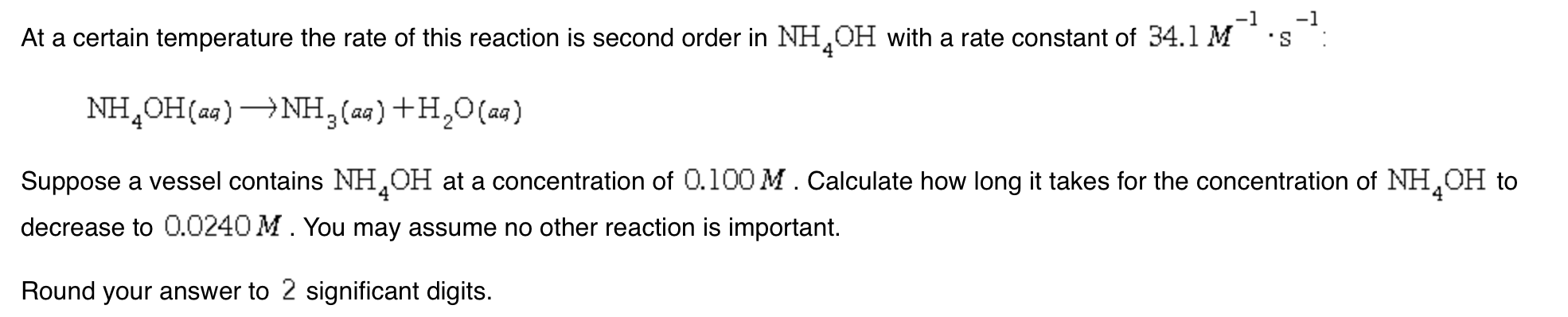 Solved At A Certain Temperature The Rate Of This Reaction Is