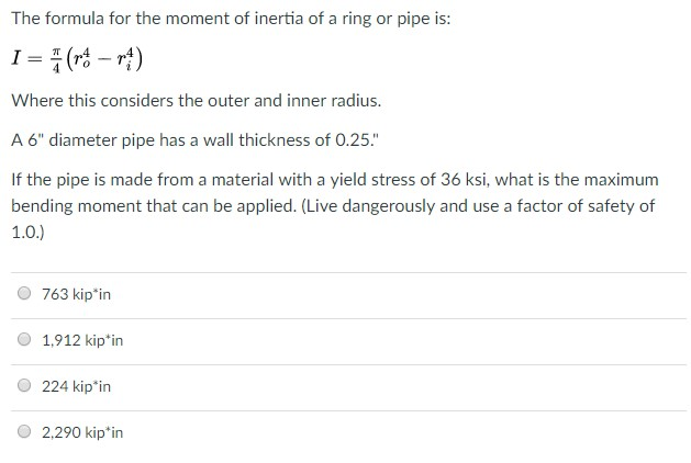 Solved The formula for the moment of inertia of a ring or | Chegg.com