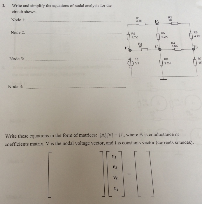 Solved Write and simplify the equations of nodal analysis | Chegg.com