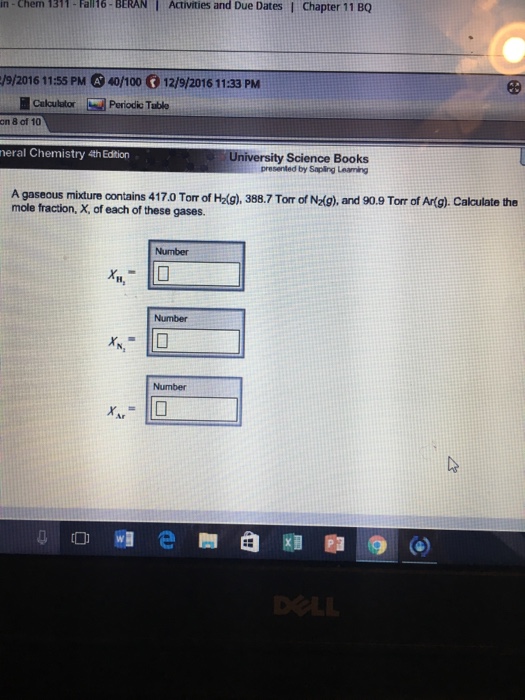 Solved A gaseous mixture contains 417.0 Torr of H_2(g), | Chegg.com