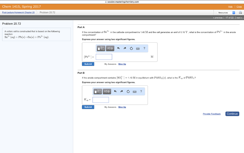Solved Chem 1415, Spring 2017 Post-Lecture Homework Chapter | Chegg.com