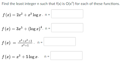 Solved Fill in the blank with the least integer, n, such | Chegg.com