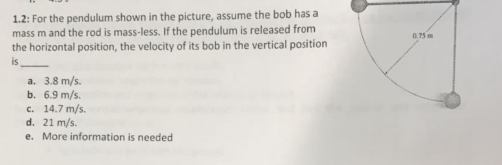 Solved For the pendulum shown in the picture, assume the bob | Chegg.com
