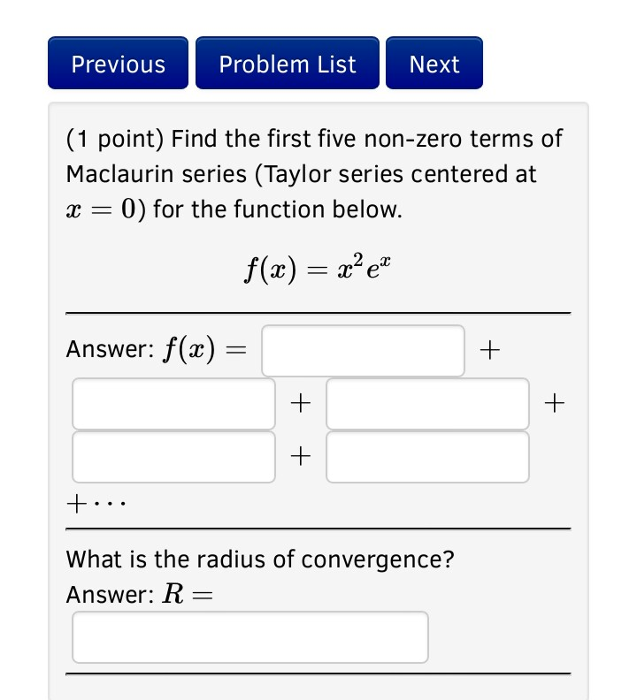 Solved Find the first five non-zero terms of Maclaurin | Chegg.com