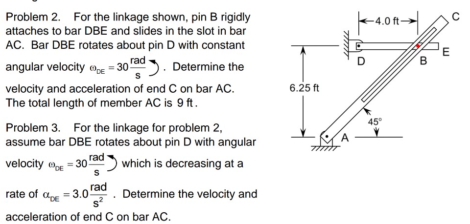 Solved Problem 2. For the linkage shown, pin B rigidly | Chegg.com