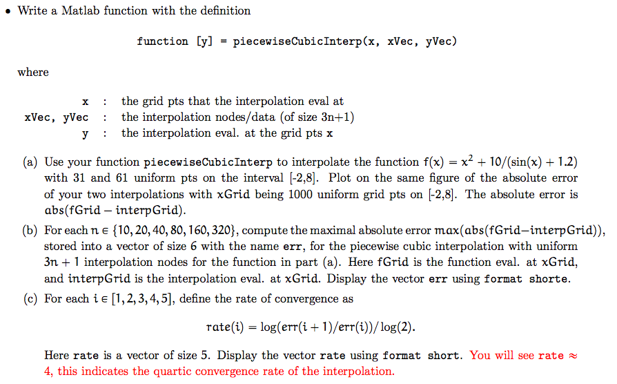 Solved Write A Matlab Function With The Definition 8541