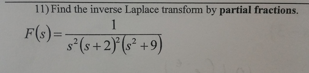 Solved Find the inverse Laplace transform by partial | Chegg.com