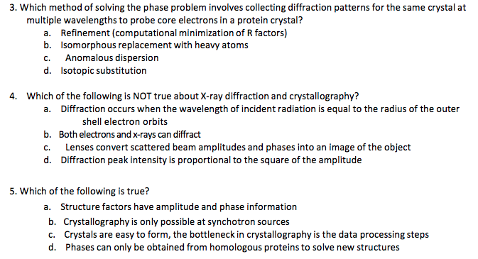3. Which method of solving the phase problem involves | Chegg.com