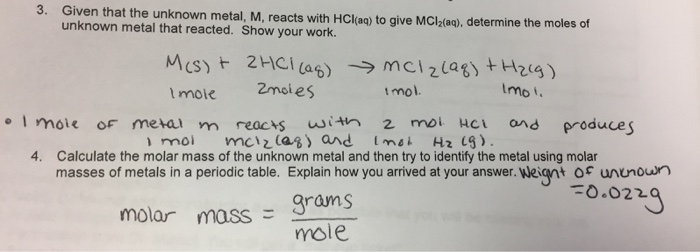 Solved Given that the unknown metal, M, reacts with HCI_(aq) | Chegg.com
