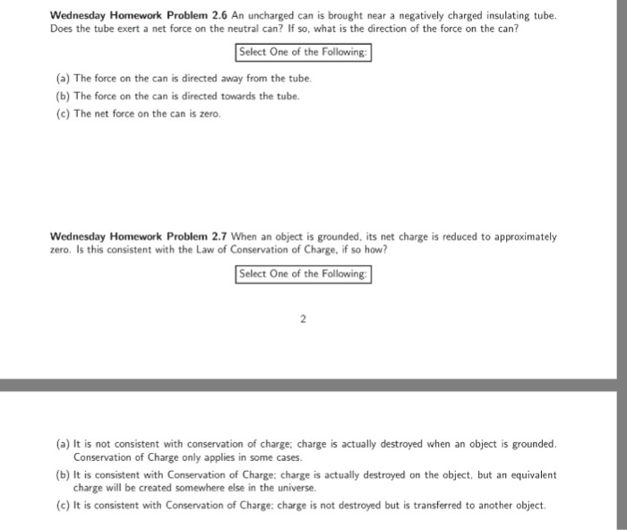 Solved Wednesday Homework Problem 2.6 An uncharged can is | Chegg.com